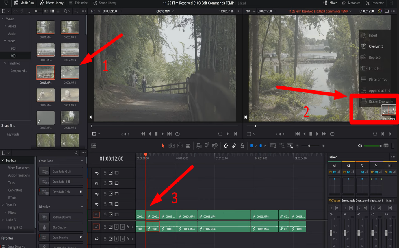 How to Davinci Resolve to Insert a Clip Between 2 Existing Clips - Hollyland