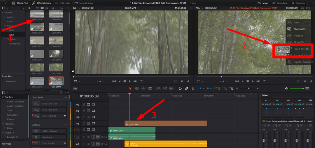 How to Davinci Resolve to Insert a Clip Between 2 Existing Clips - Hollyland