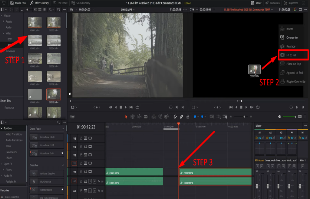How to Davinci Resolve to Insert a Clip Between 2 Existing Clips - Hollyland