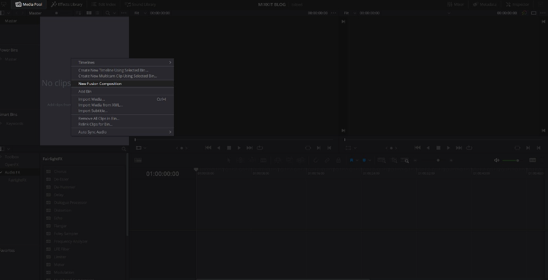 Fixing the Fusion Composition on the Current Frame in DaVinci Resolve - Hollyland